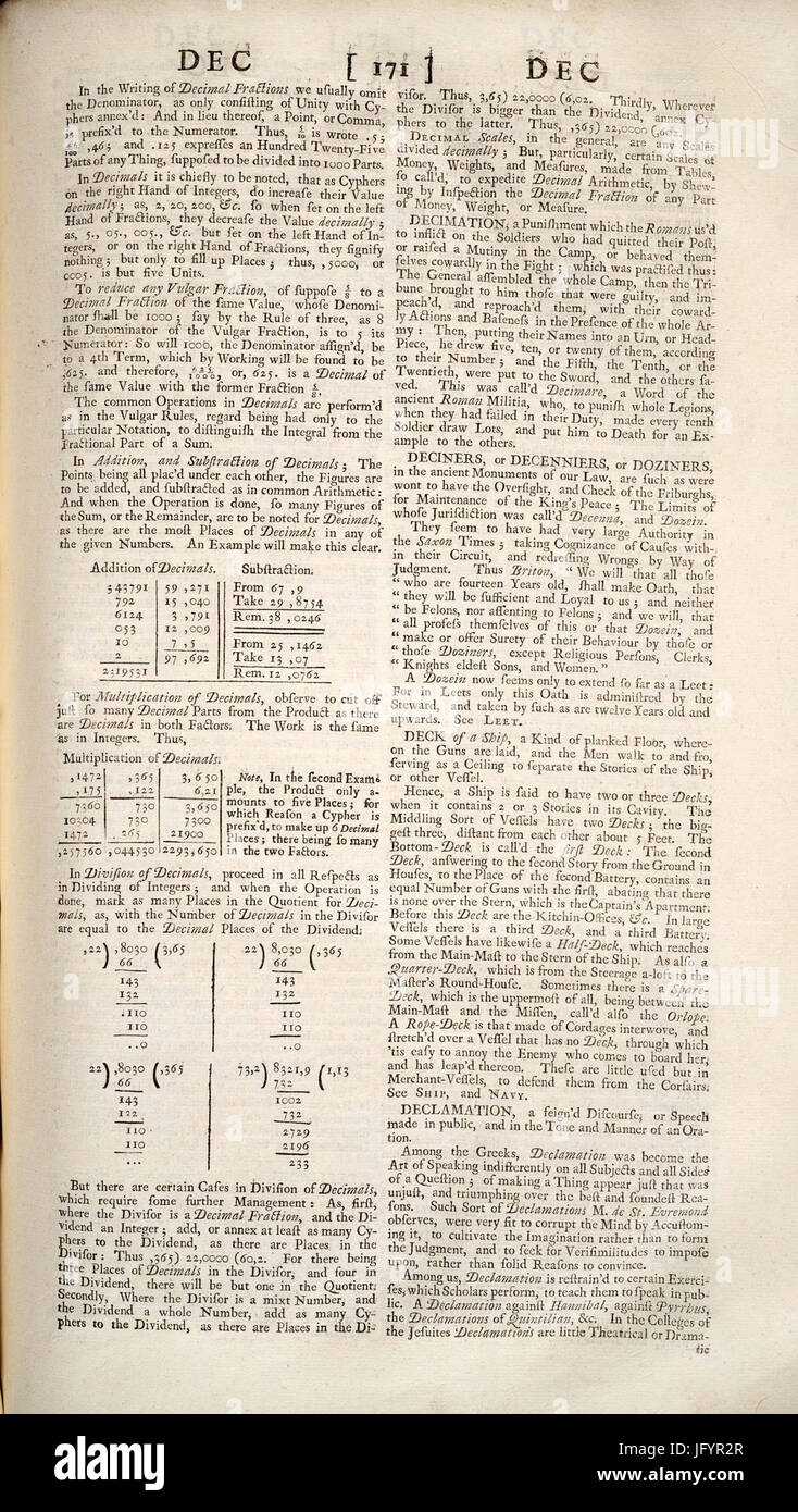 Cyclopaedia, Chambers - Volume 1 - 0535 Stock Photo - Alamy