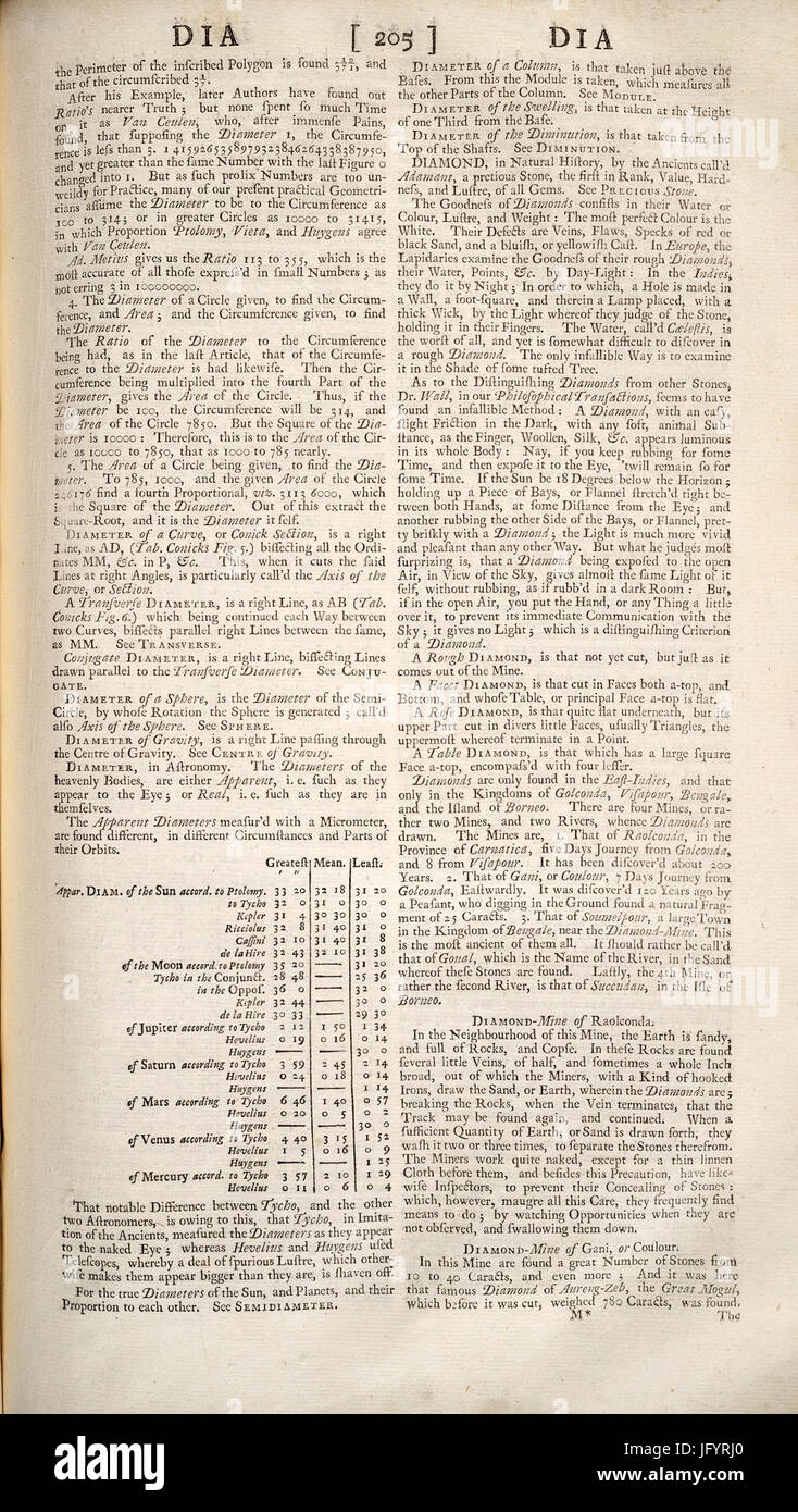 Cyclopaedia, Chambers - Volume 1 - 0571 Stock Photo - Alamy