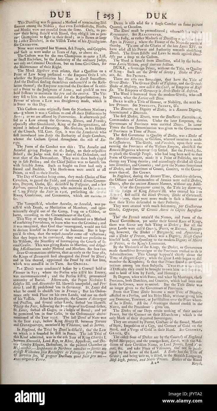 Cyclopaedia, Chambers - Volume 1 - 0619 Stock Photo - Alamy