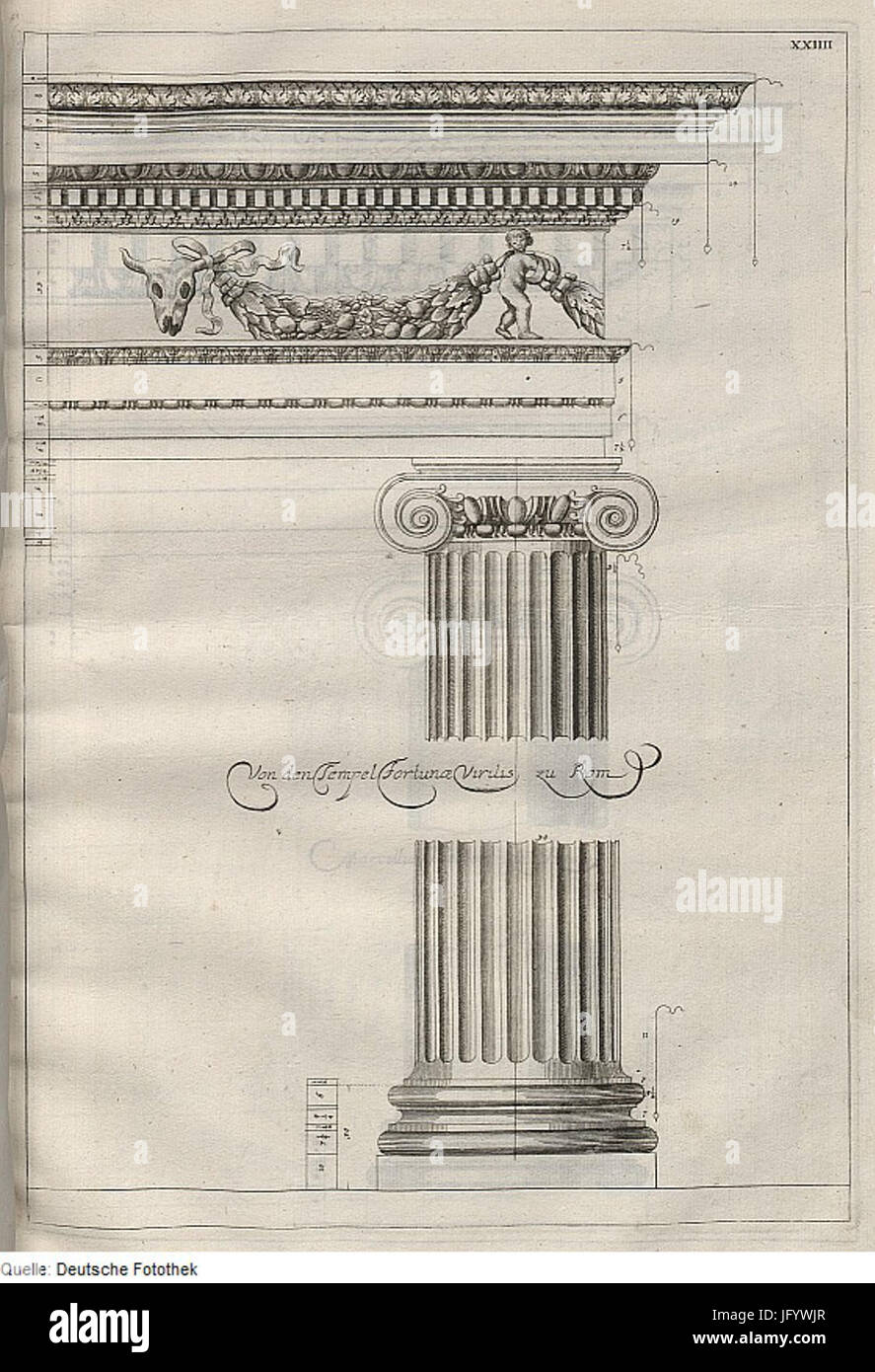 This photograph depicts an architectural detail featuring Ionic columns ...