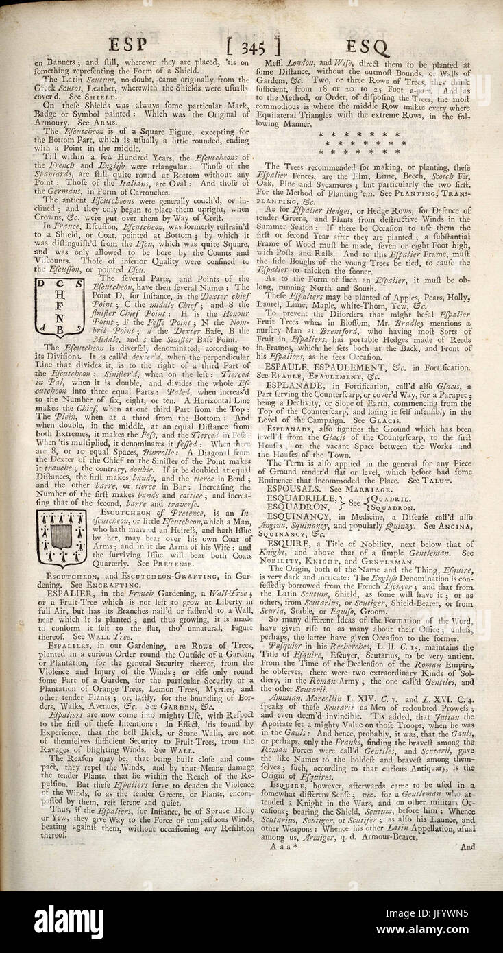 Cyclopaedia, Chambers - Volume 1 - 0711 Stock Photo - Alamy