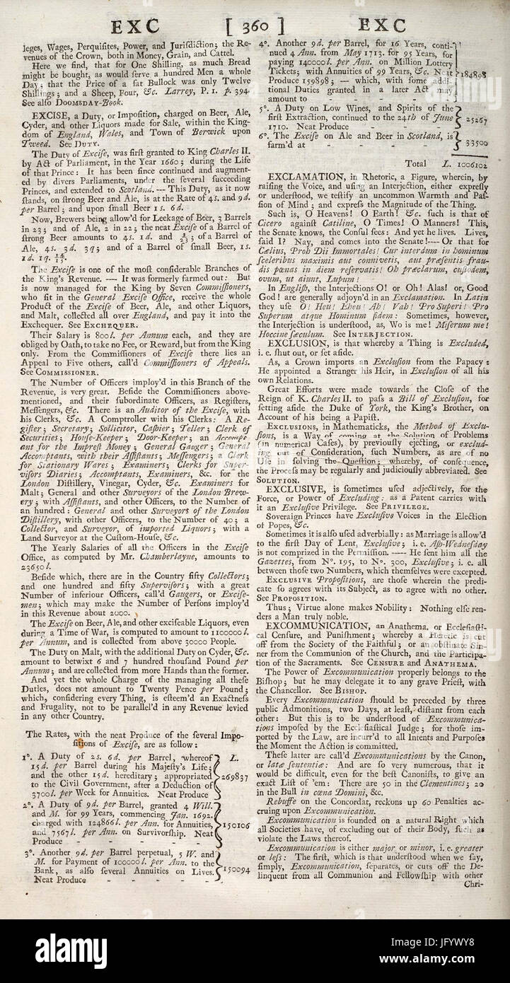 Cyclopaedia, Chambers - Volume 1 - 0726 Stock Photo - Alamy