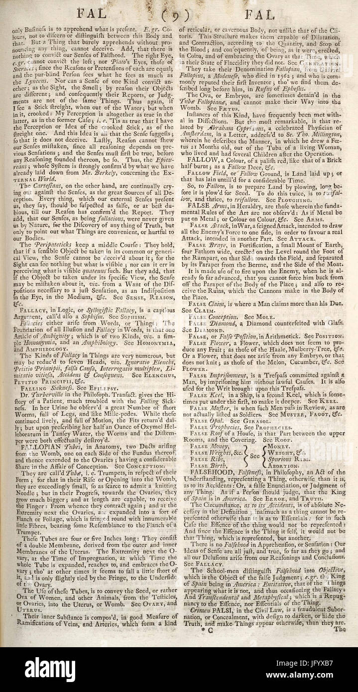 Cyclopaedia, Chambers - Volume 1 - 0755 Stock Photo - Alamy