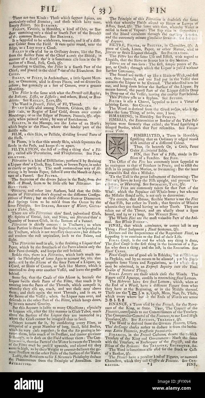 Cyclopaedia, Chambers - Volume 1 - 0779 Stock Photo - Alamy