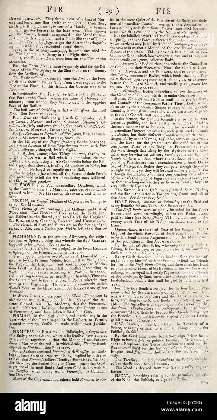 Cyclopaedia, Chambers - Volume 1 - 0785 Stock Photo - Alamy