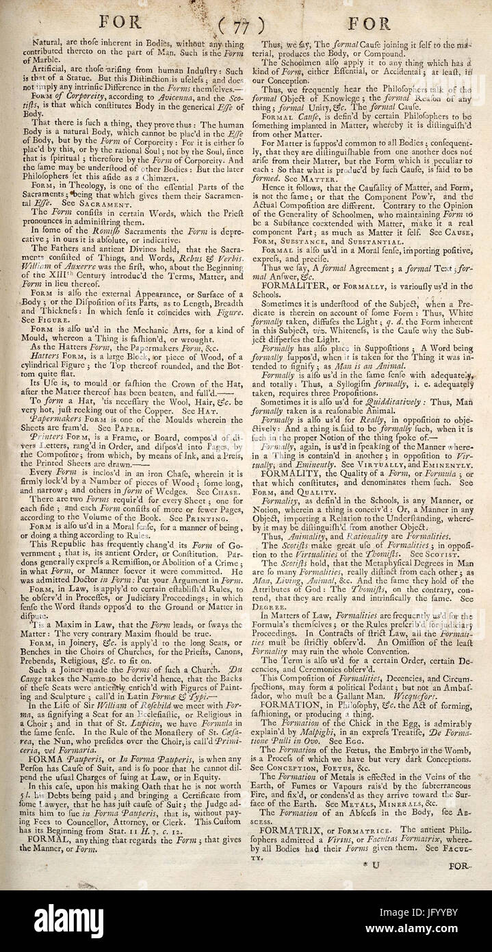 Cyclopaedia, Chambers - Volume 1 - 0824 Stock Photo - Alamy