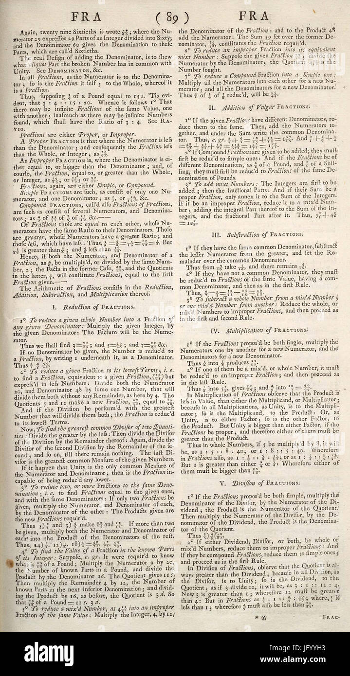 Cyclopaedia, Chambers - Volume 1 - 0836 Stock Photo - Alamy