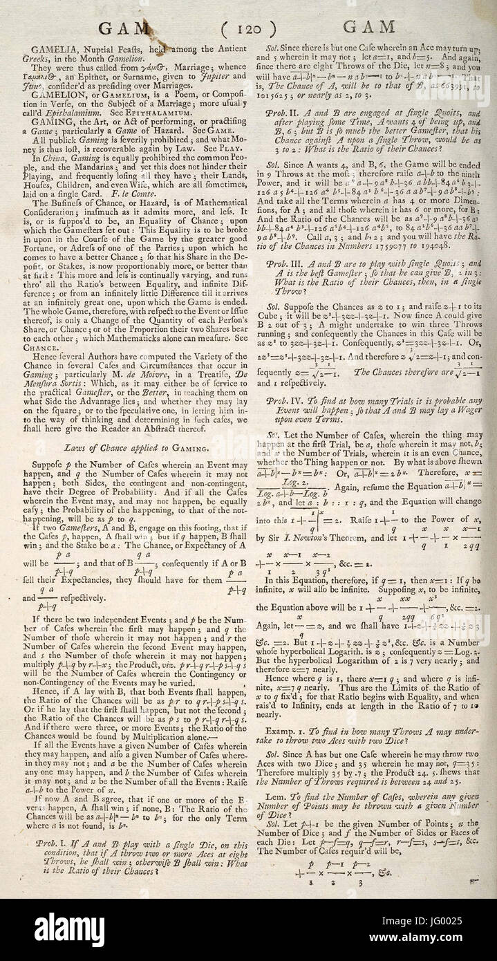 Cyclopaedia, Chambers - Volume 1 - 0867 Stock Photo - Alamy