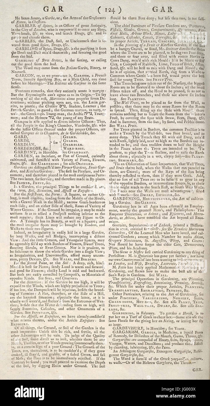 Cyclopaedia, Chambers - Volume 1 - 0871 Stock Photo - Alamy