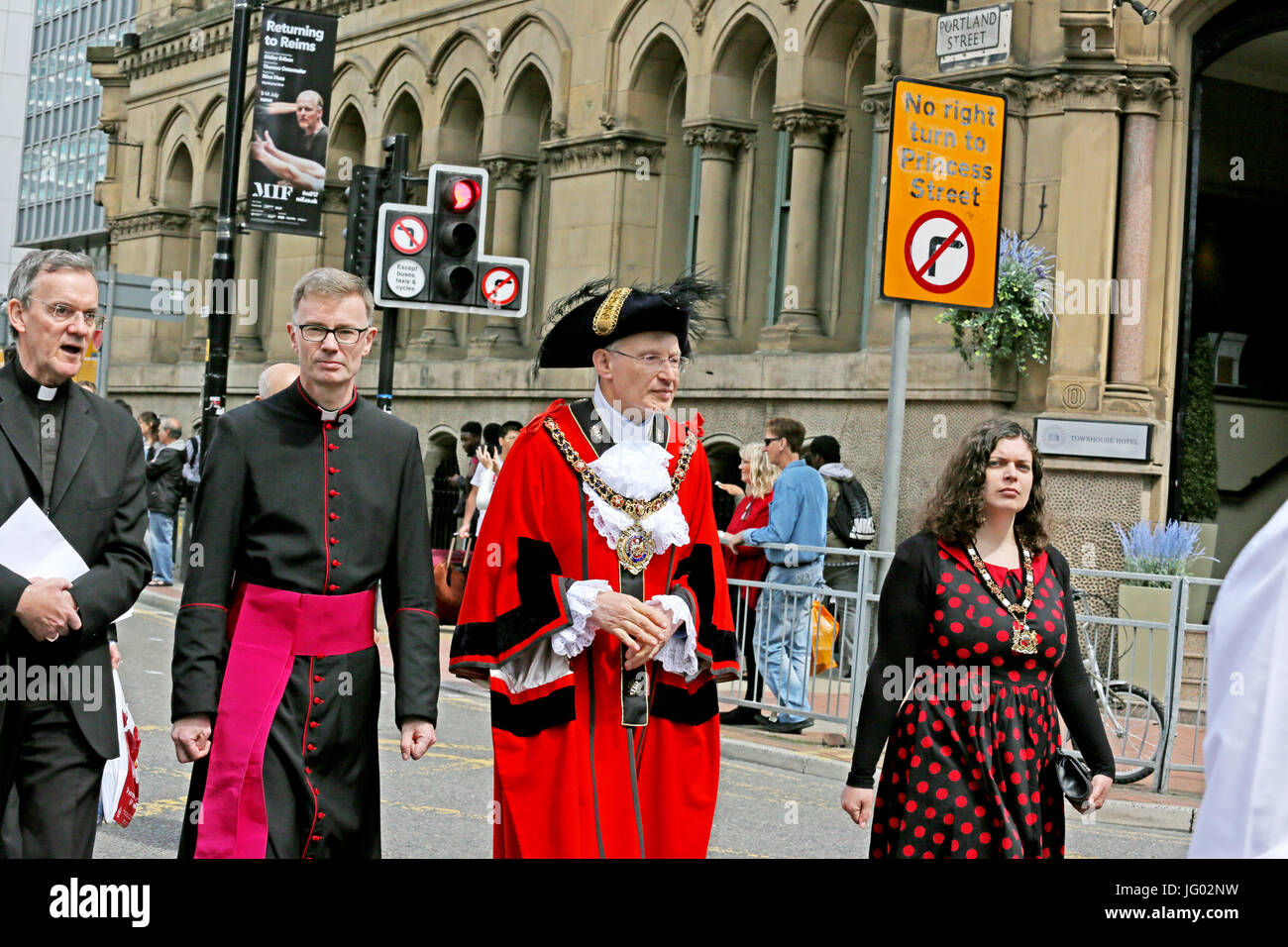Manchester, UK. 2nd July, 2017. . The Lord Mayor, Eddy Newmand and the ...