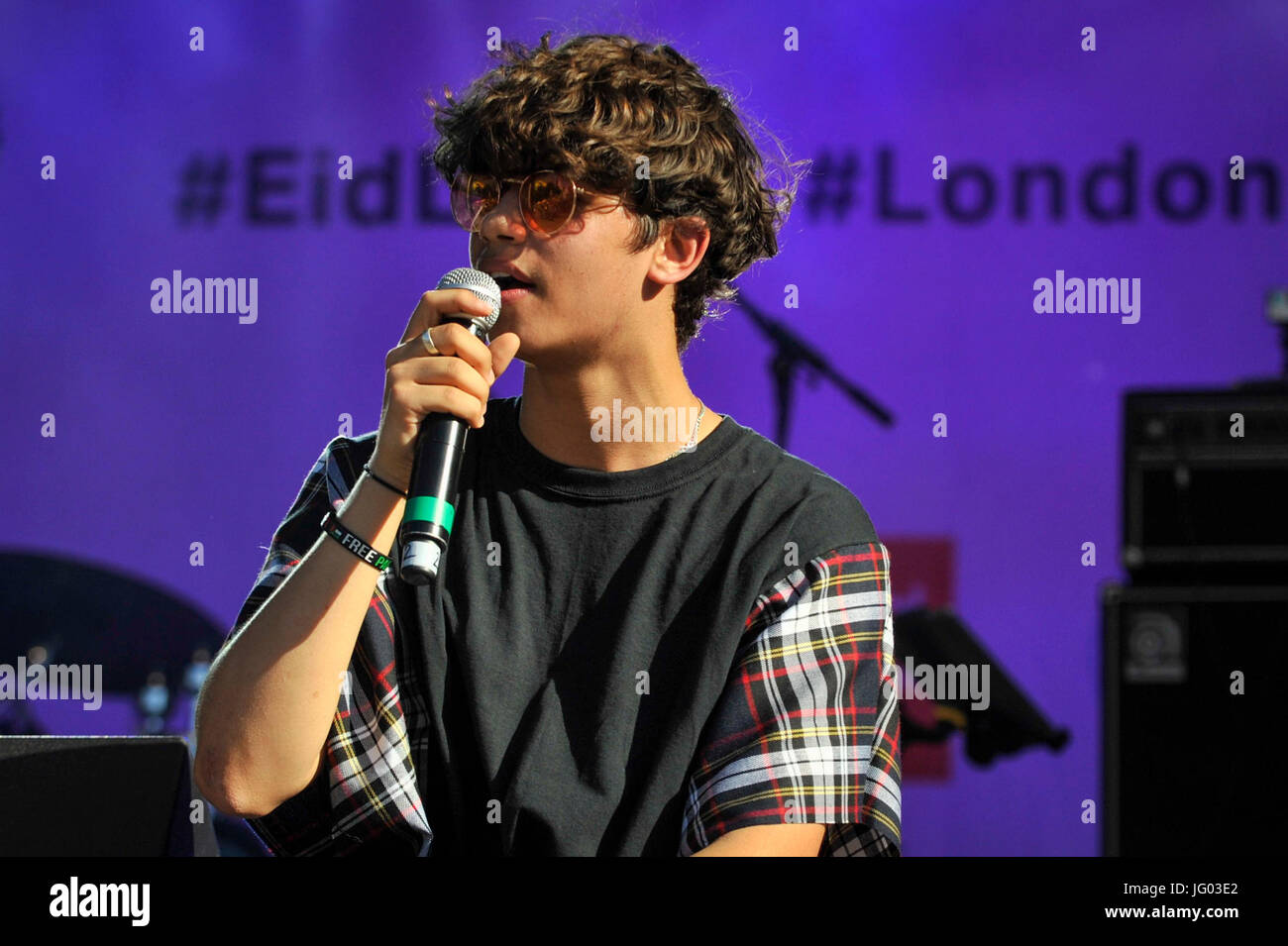 London, UK. 2 July 2017. Harris J, a British Muslim singer, entertains ...
