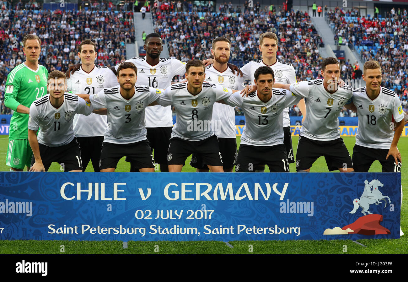 Saint Petersburg, Russia. 2nd July, 2017. The German team poses for a ...