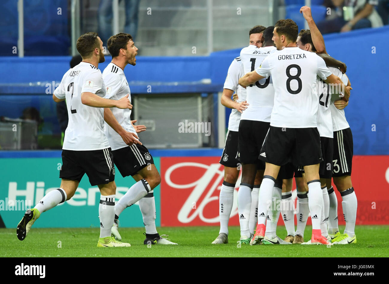 Saint Petersburg, Russia. 2nd July, 2017. Germany's team celebrates the ...