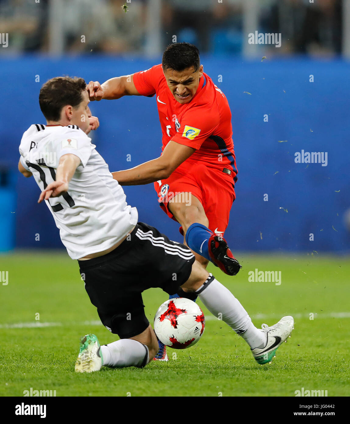 St. Petersburg, Russia. 2nd July, 2017. Chile& Alexis SAN SANCHEZ kicks ...
