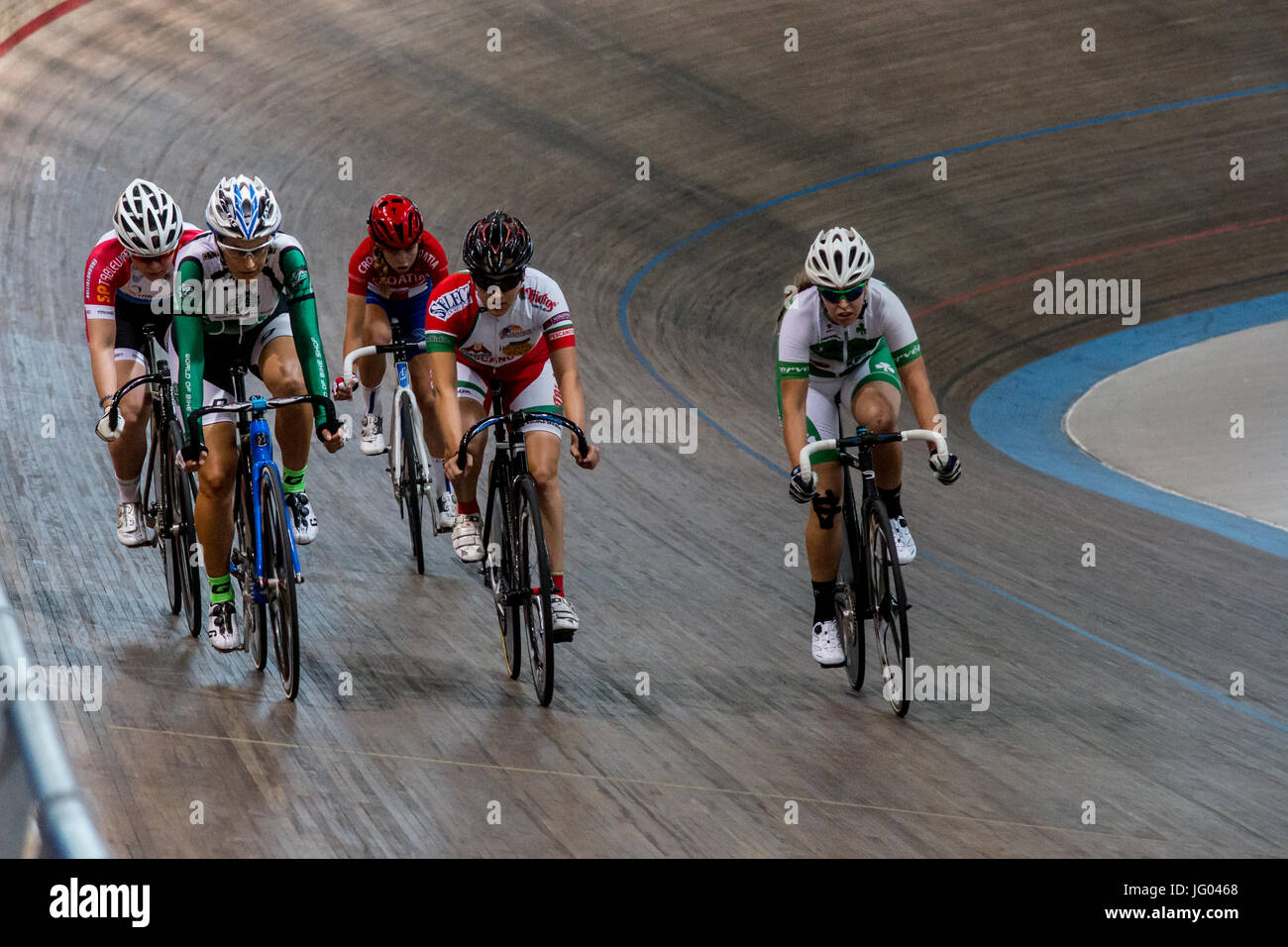 Bikers are seen during the Athens Track Grand Prix 2017. The tournament ...