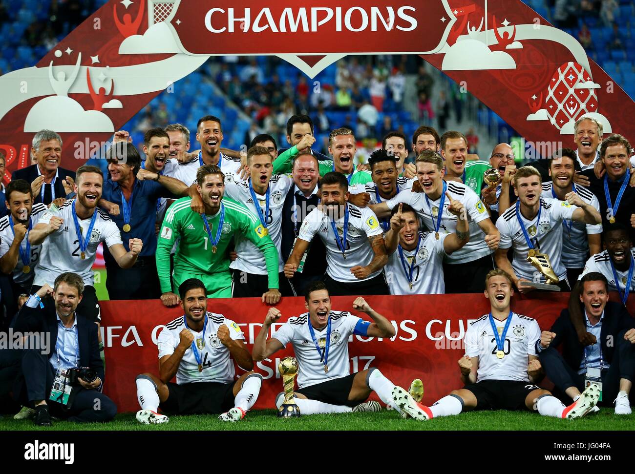 St. Petersburg, Russia. 2nd July, 2017. Germany players celebrate title ...