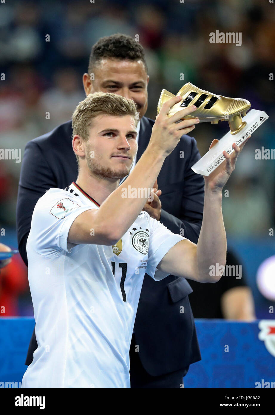 St. Petersburg, Russia. 2nd July, 2017. Golden Boot winner Timo Werner ...