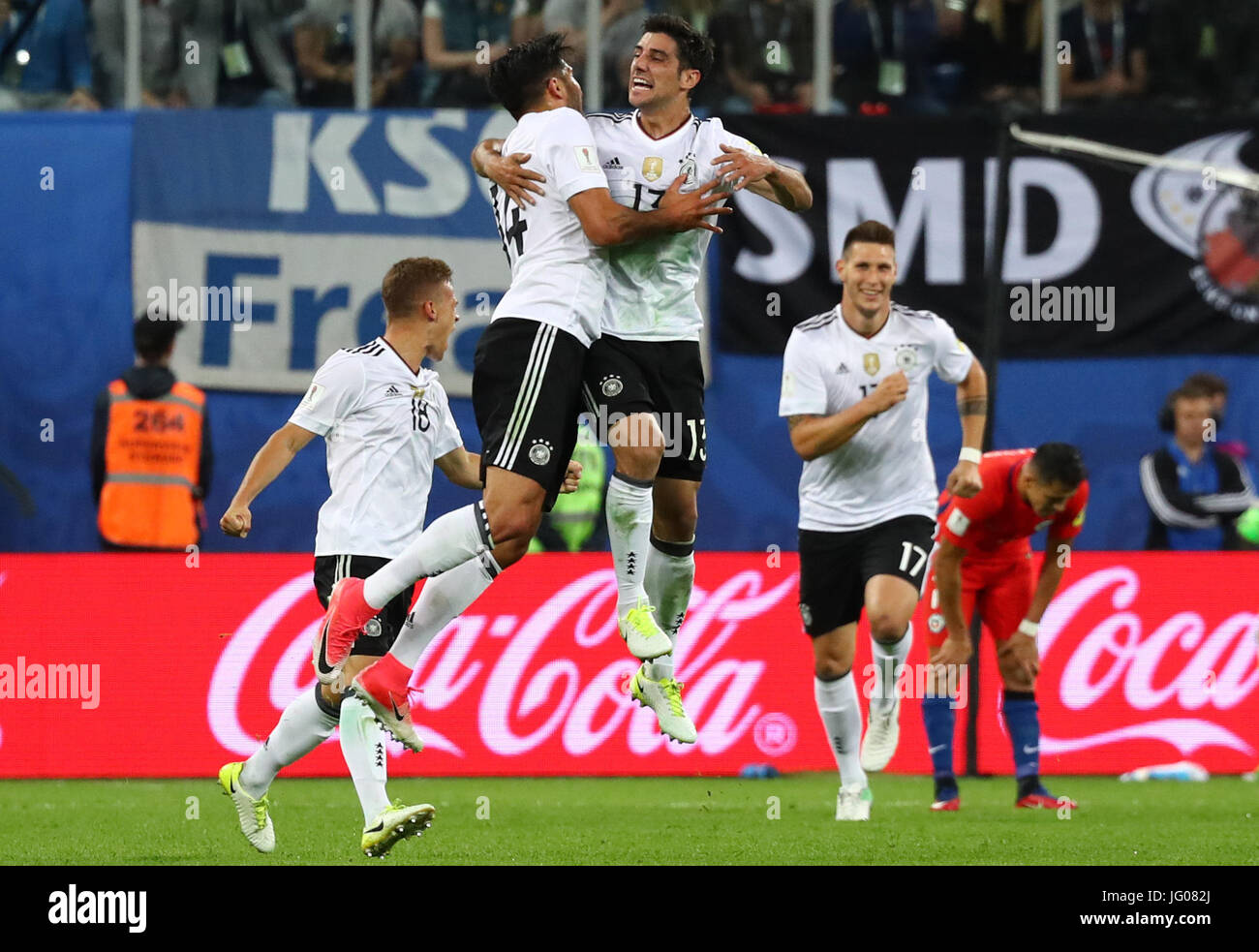 Saint Petersburg, Russia. 2nd July, 2017. Germany's Emre Can (L) and ...