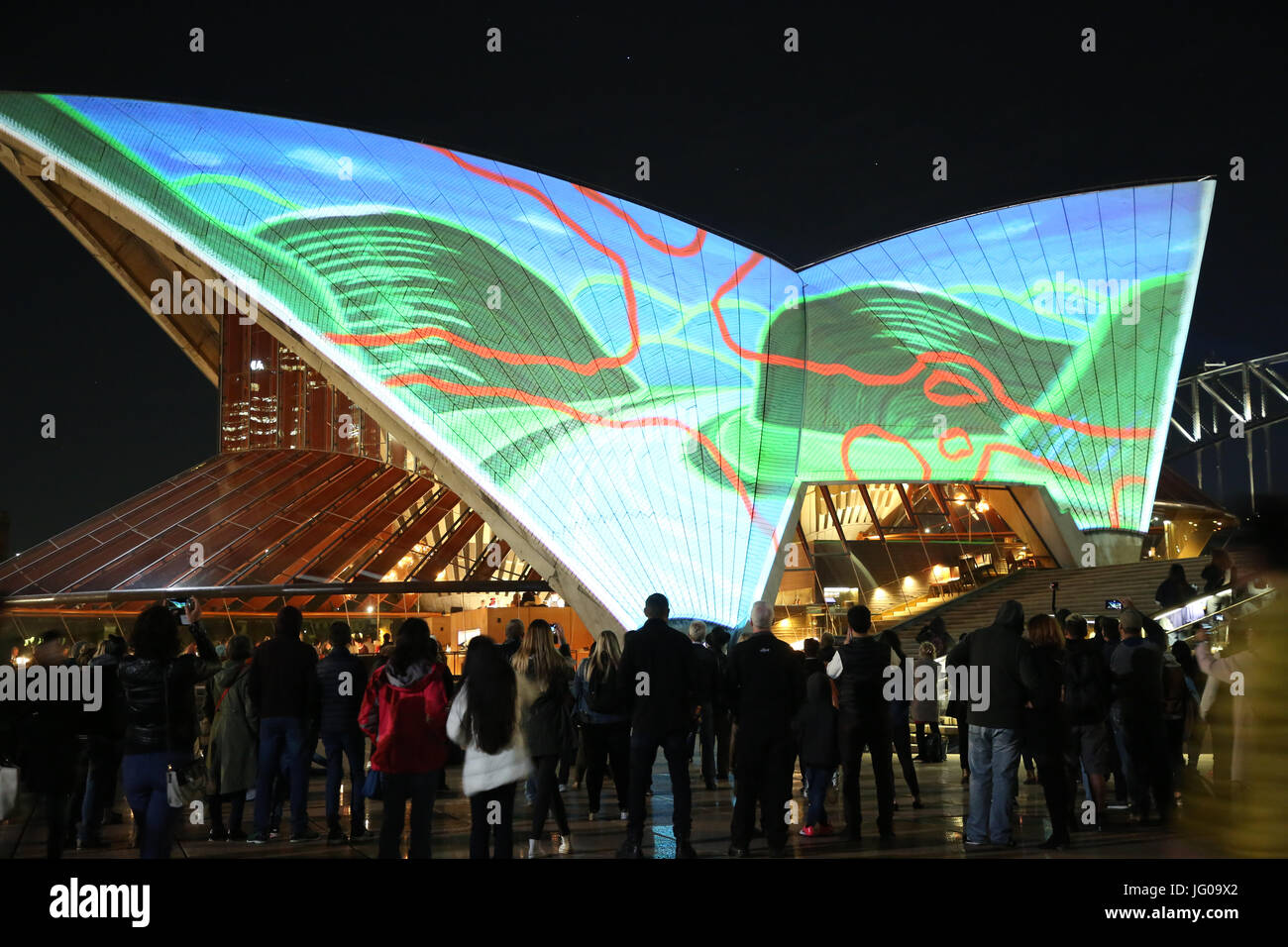 Sydney, Australia. 3rd July, 2017. The ‘Badu Gili' (Water Light, in ...