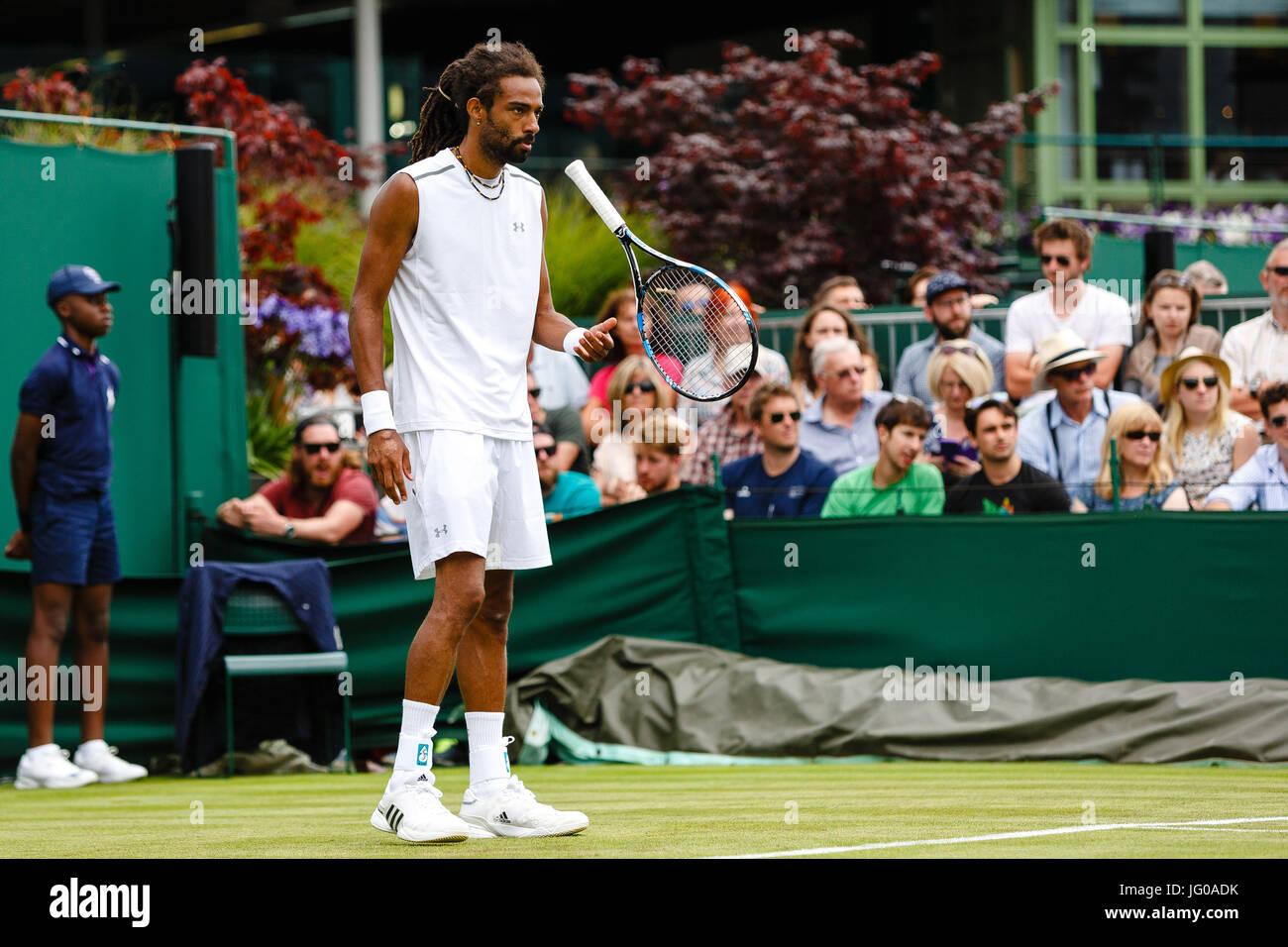 London, UK. 3rd July, 2017. German tennis player Dustin Brown in action ...