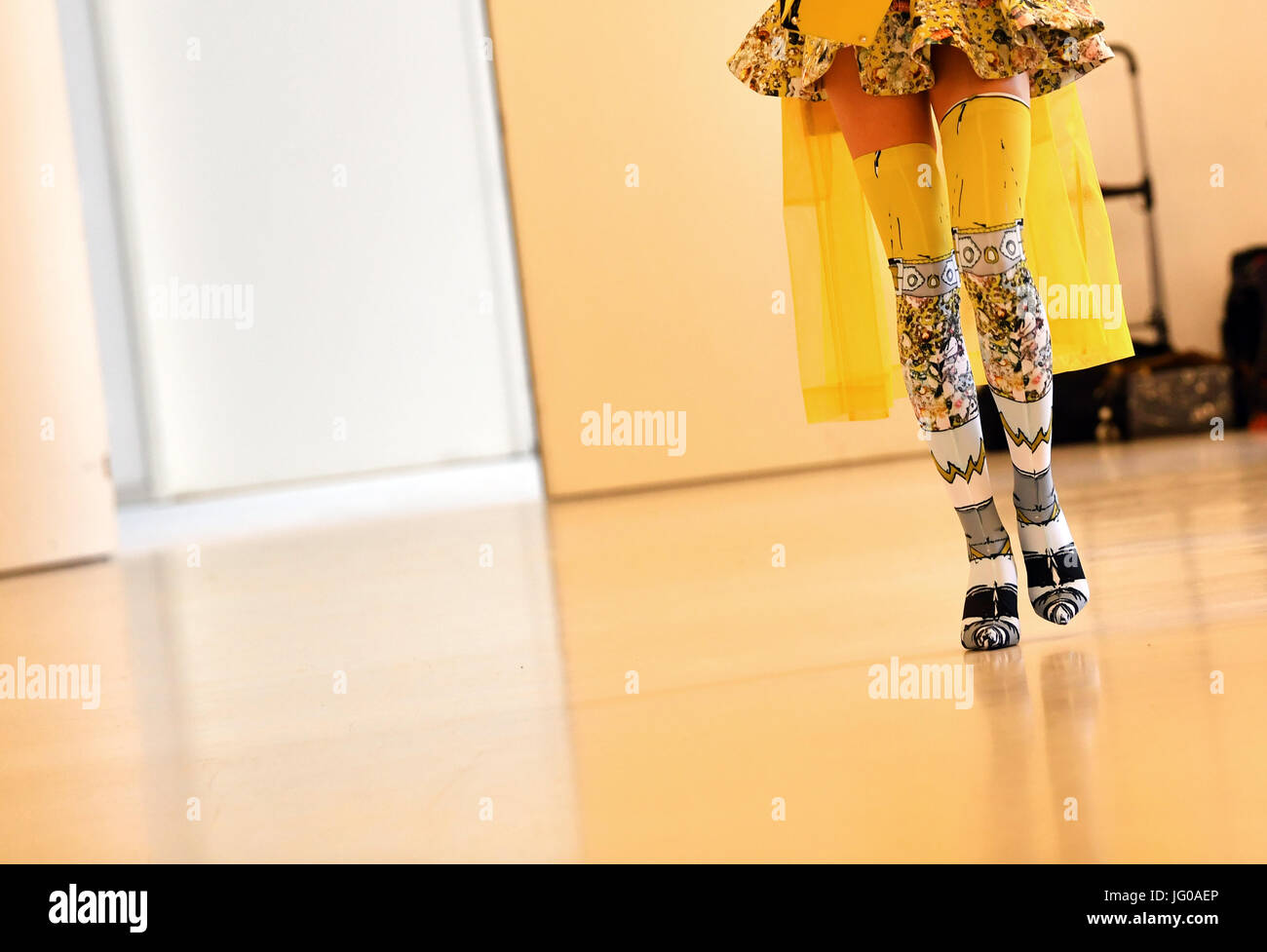 A model wears a creation of the Norwegian designer Edda Gimnes during a ...