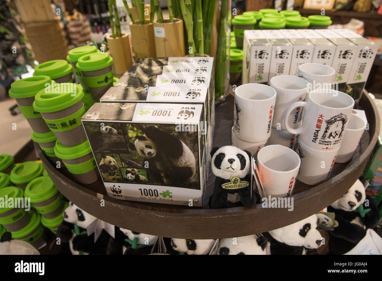 Berlin, Germany. 3rd July, 2017. Panda merchandise can be seen at the ...