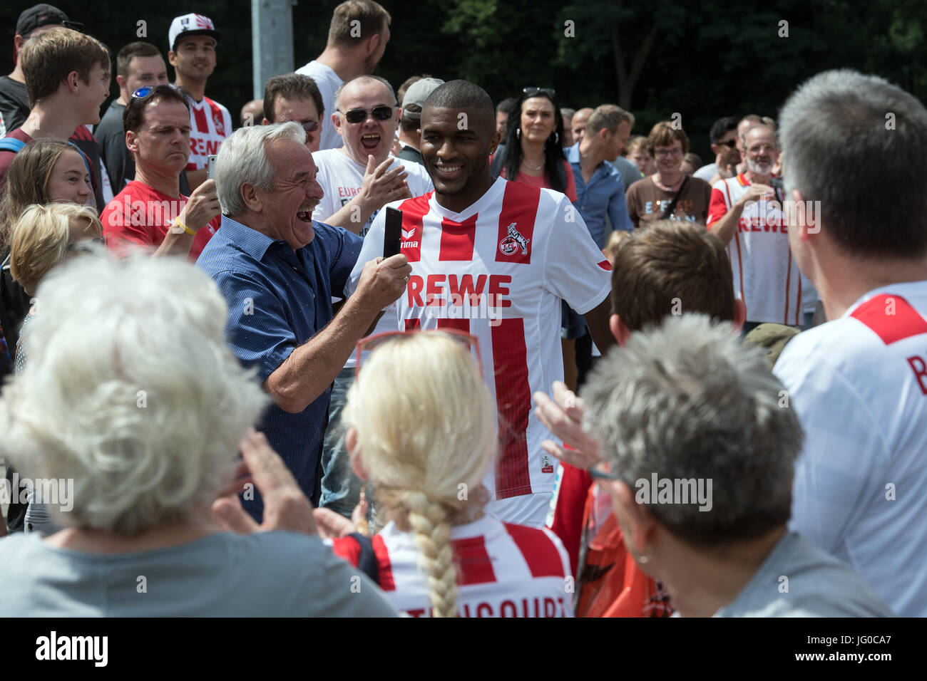 Cologne's Anthony Modeste with fans ahead of a training session in ...