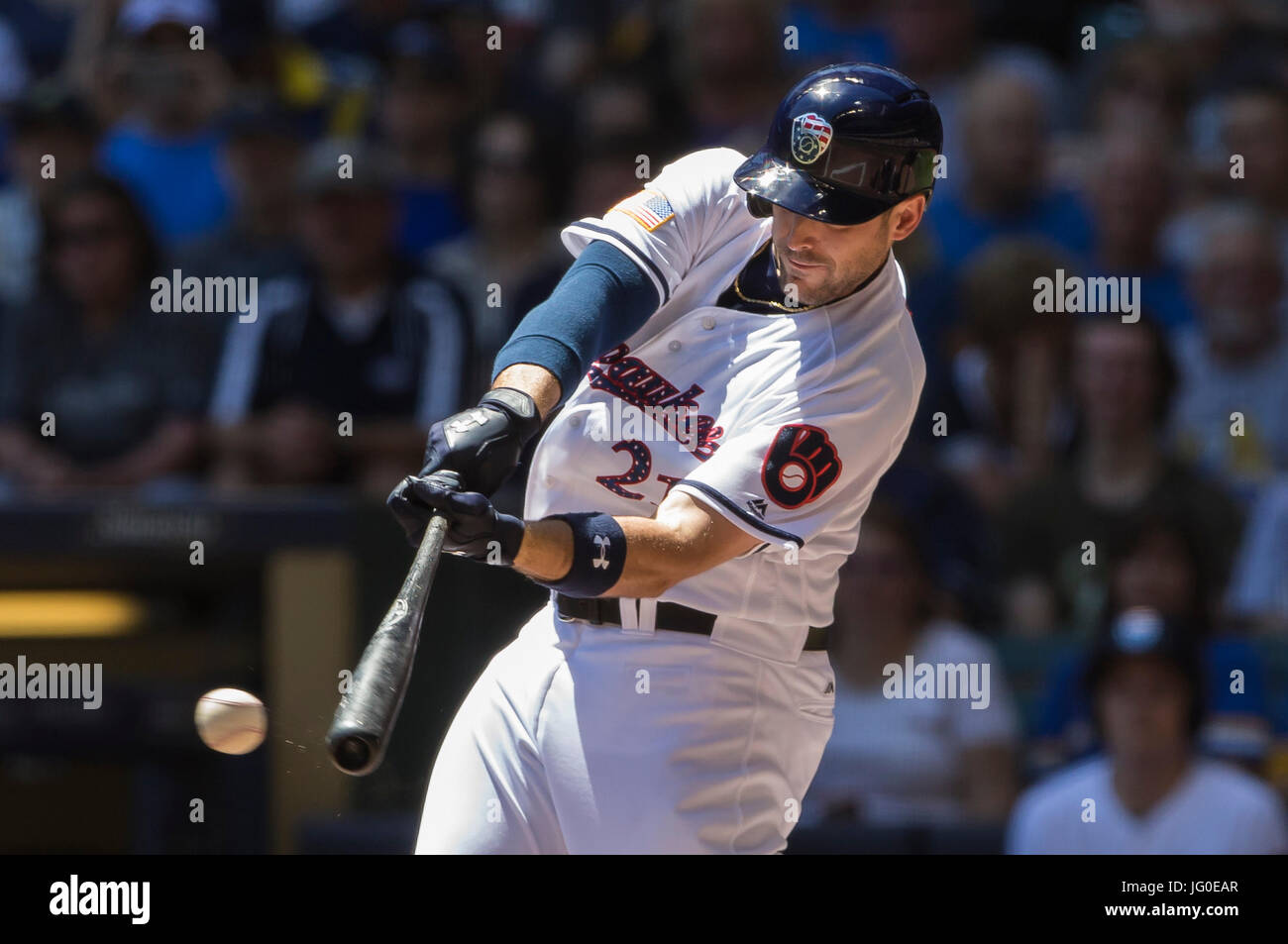 Milwaukee, USA. 03rd July, 2017. Milwaukee Brewers third baseman Travis ...