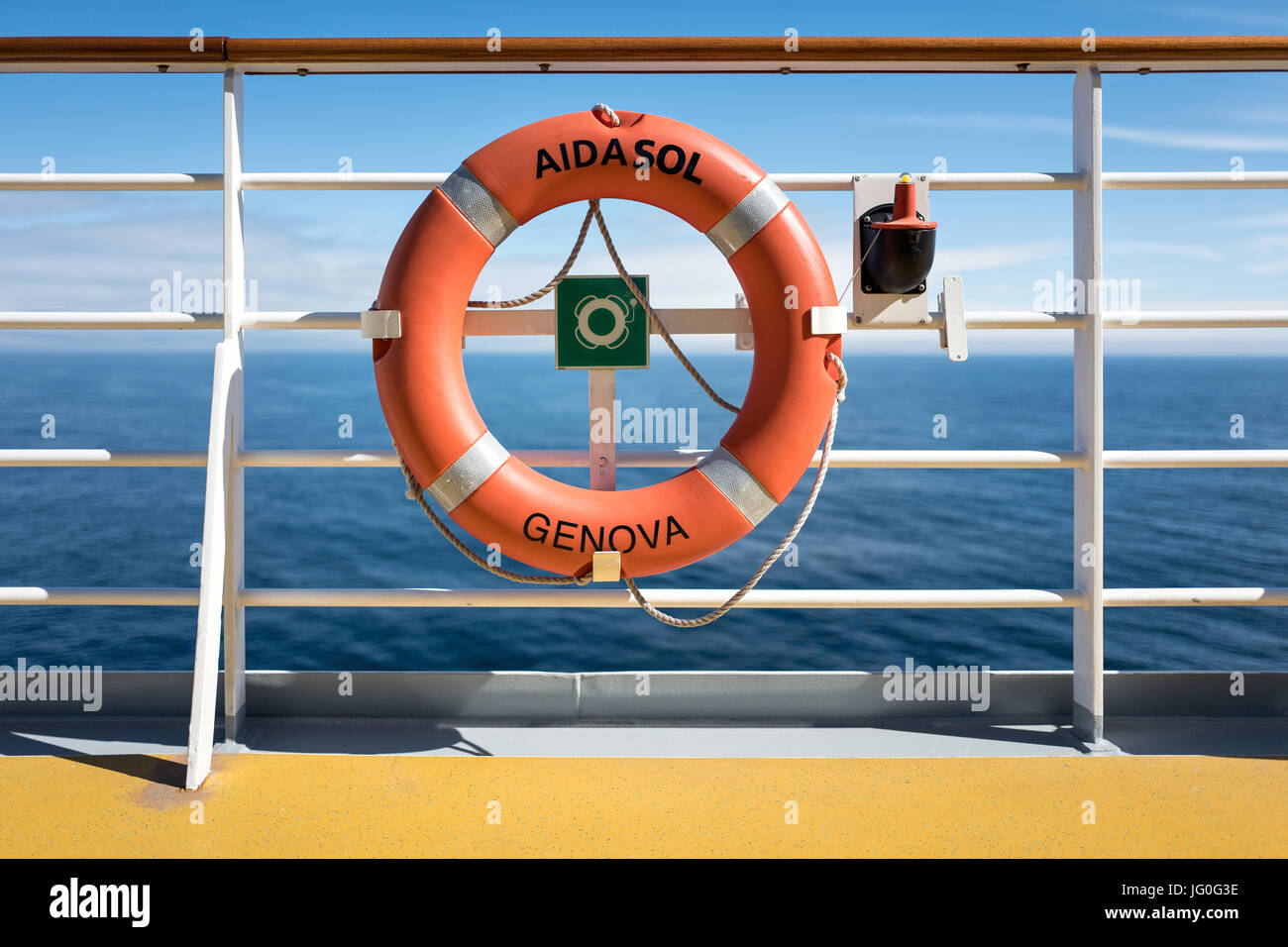 Ring buoy aboard AIDAsol. AIDAsol is a Sphinx class cruise ship, built ...