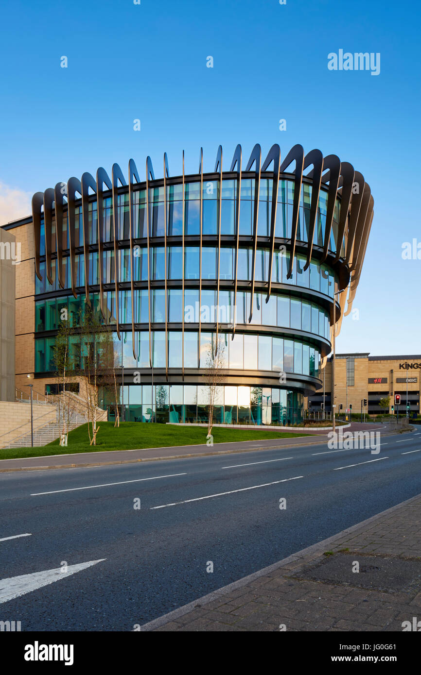 The finned and glass facade of the new Oastler Building, Huddersfield ...