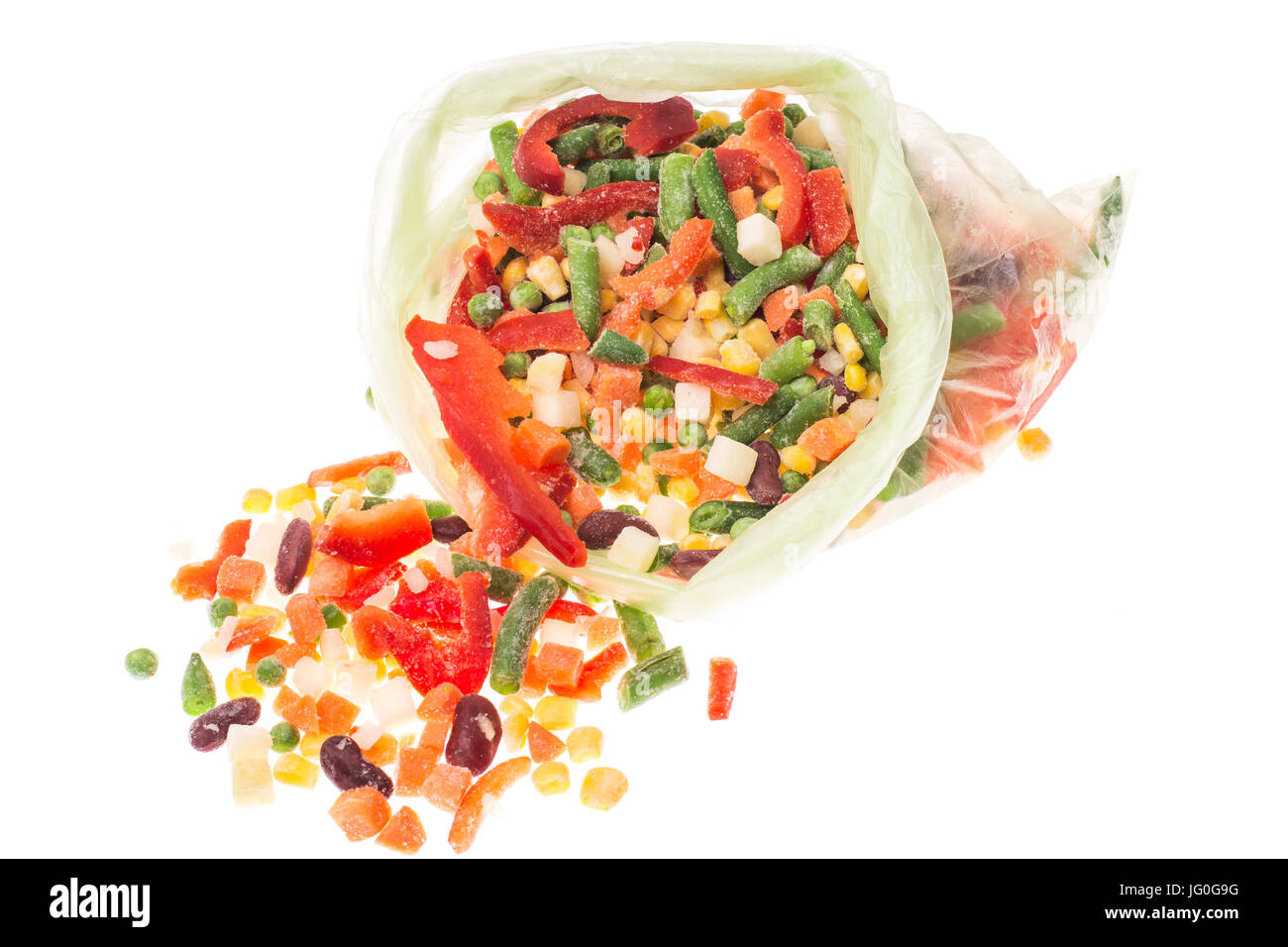 Mix of deep-frozen vegetables in cellophane package. Studio Photo Stock ...
