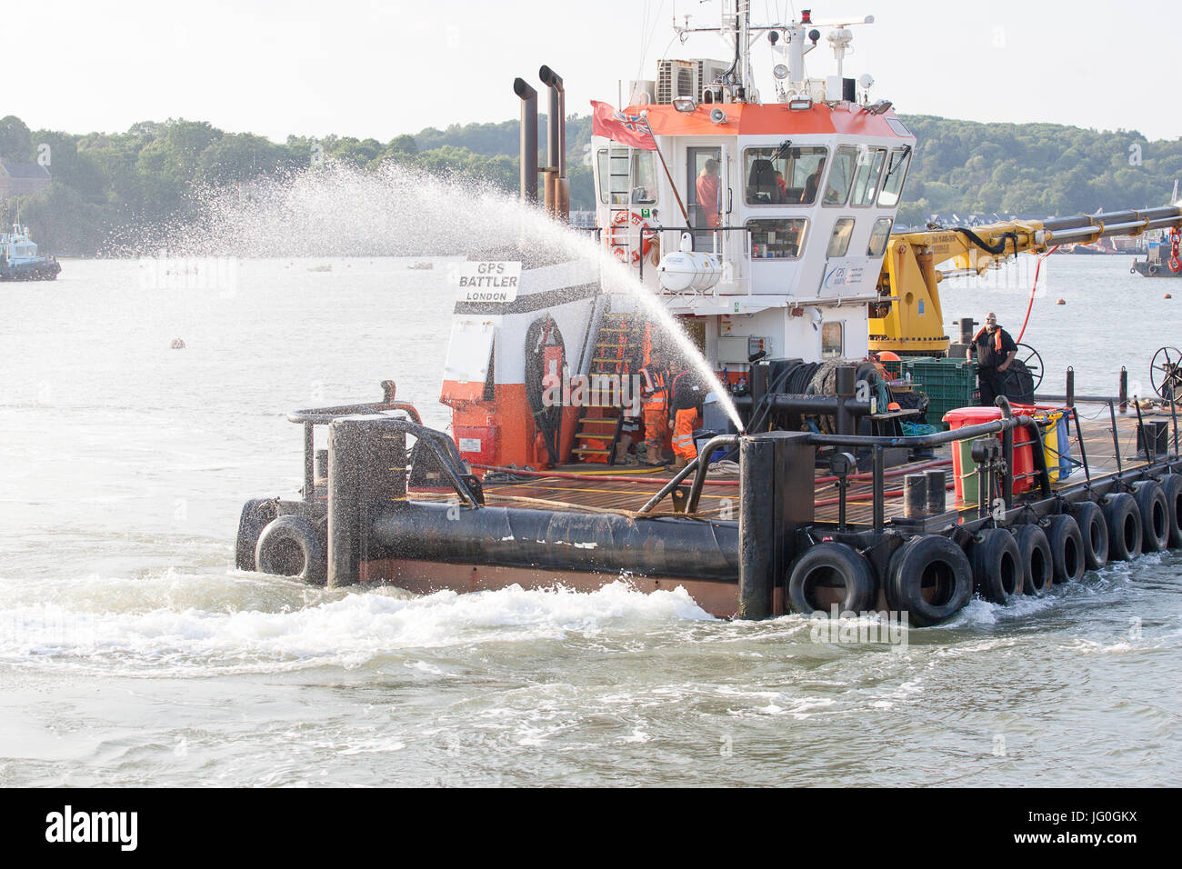 fire rescue ship on river Medway Stock Photo - Alamy