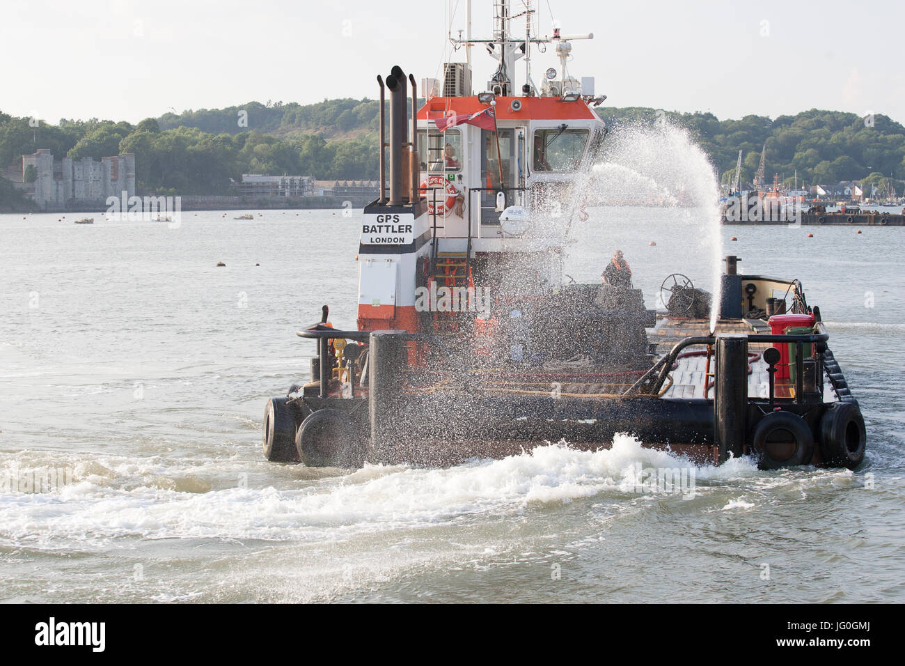 fire rescue ship on river Medway Stock Photo - Alamy
