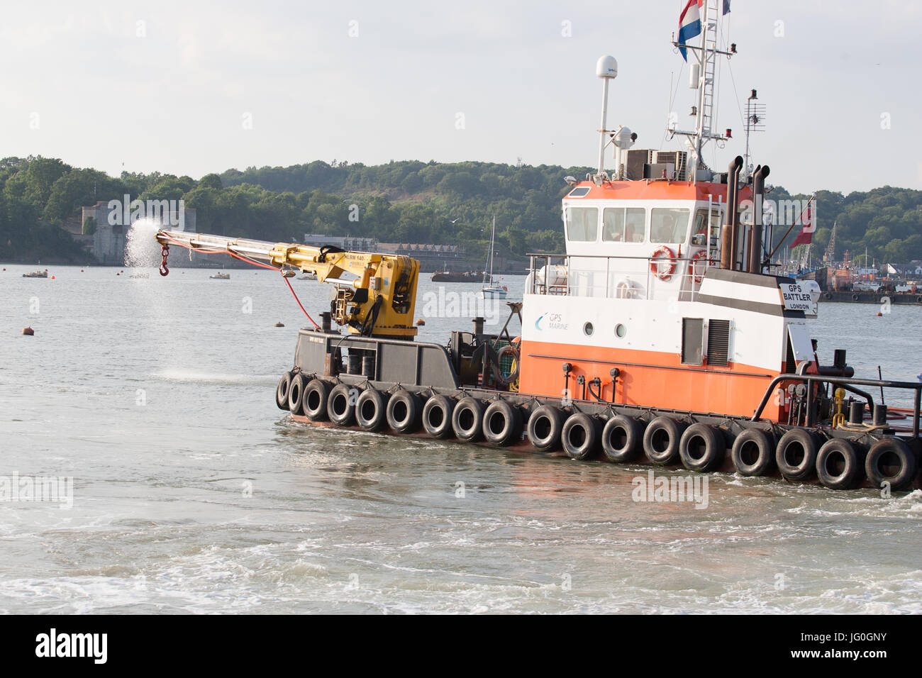fire rescue ship on river Medway Stock Photo - Alamy