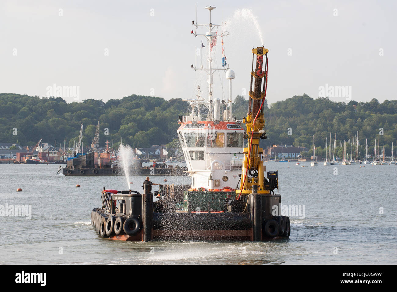 Fire fighting ship water spray hi-res stock photography and images - Alamy