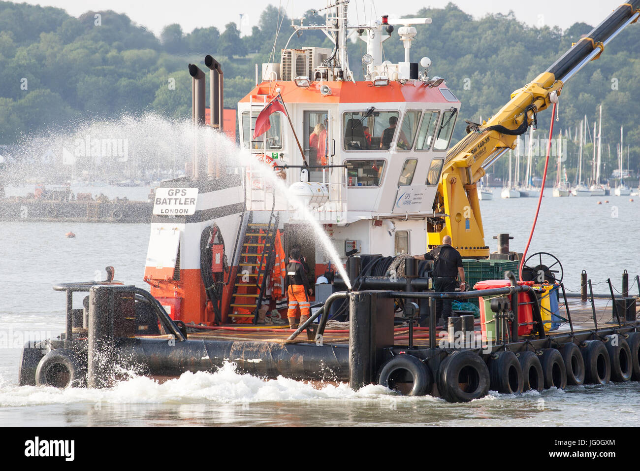 fire rescue ship on river Medway Stock Photo - Alamy