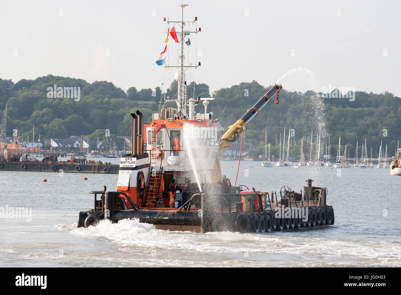 fire rescue ship on river Medway Stock Photo - Alamy