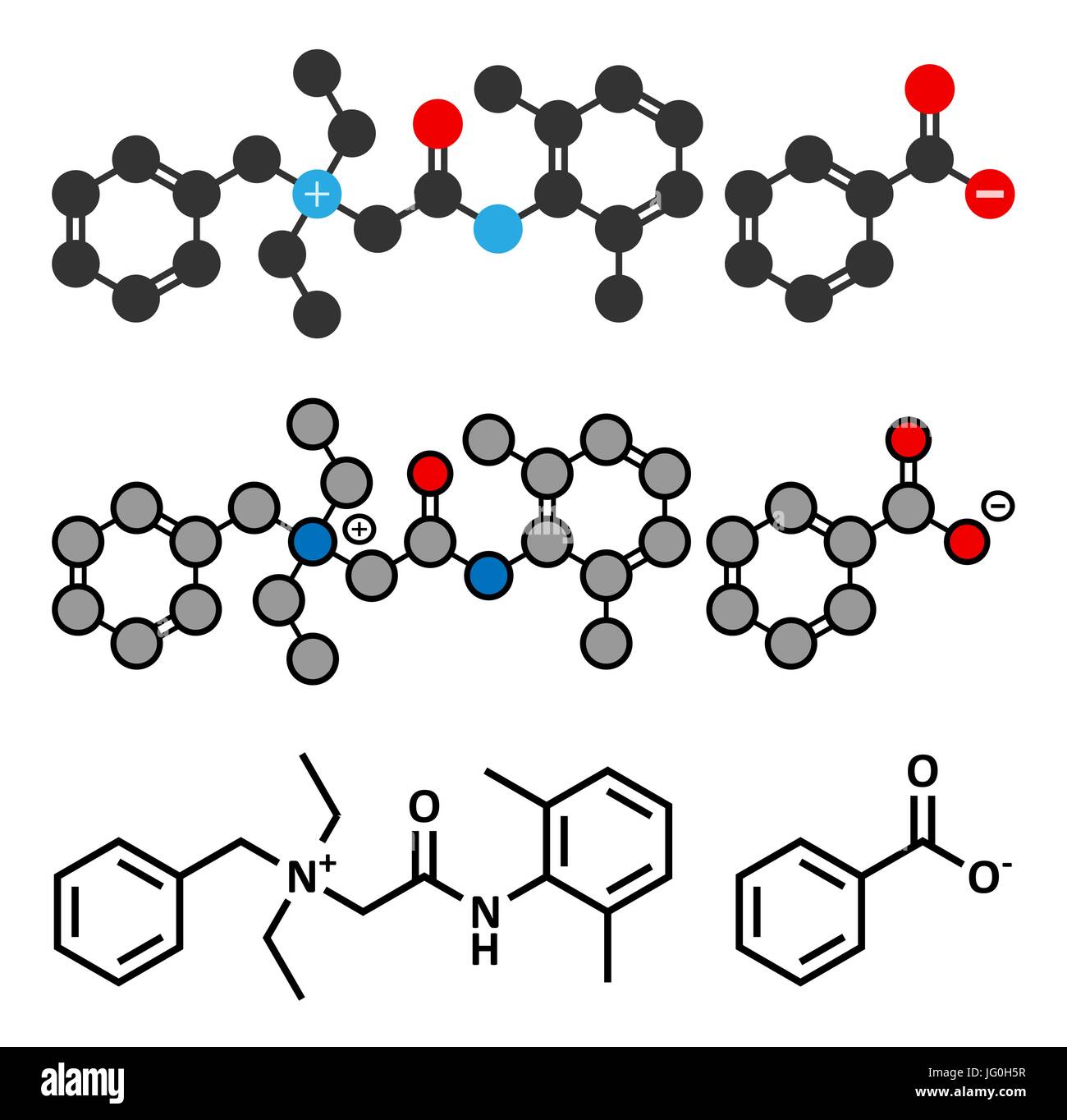 Denatonium benzoate bittering agent. Conventional skeletal formula and ...