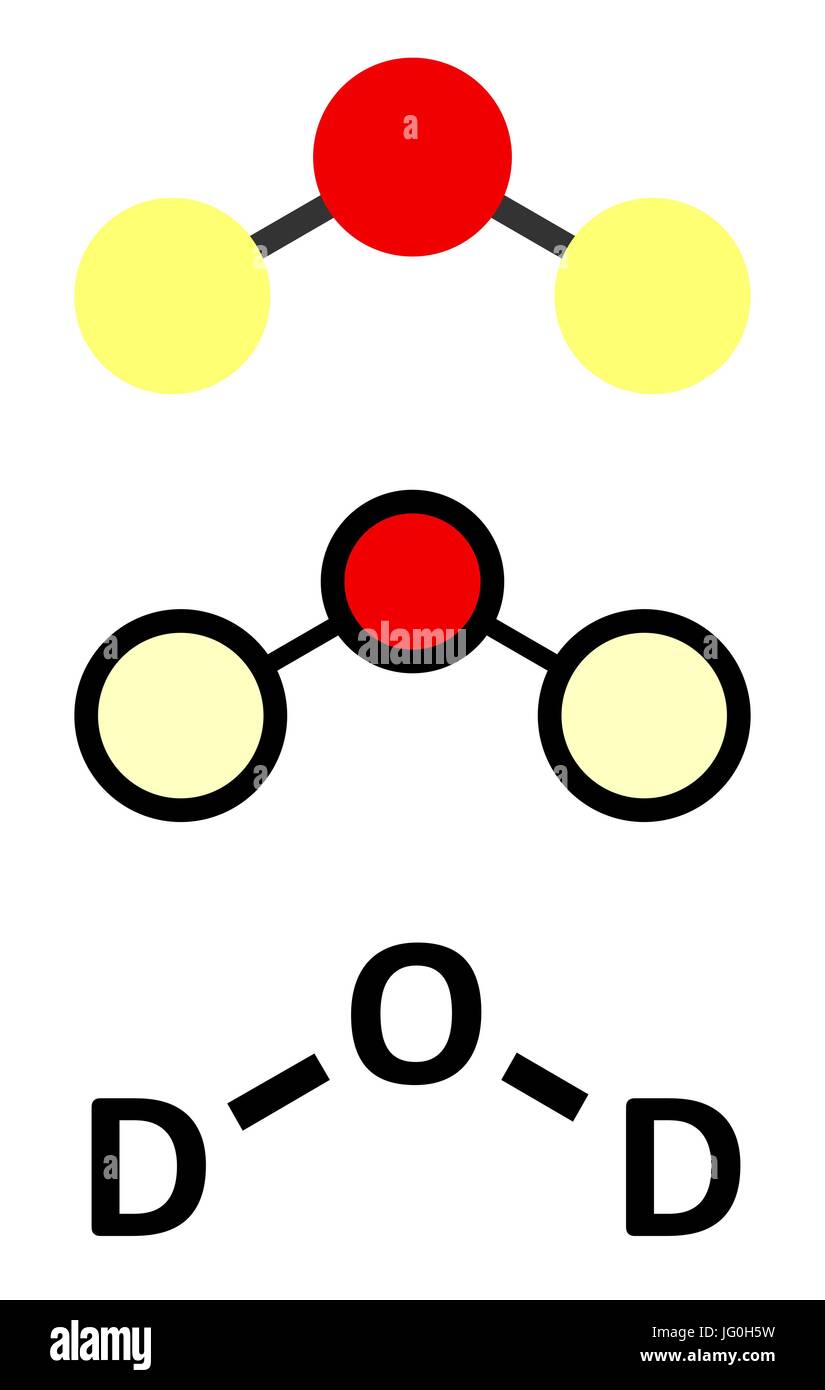 Deuterium oxide (heavy water) molecule. Conventional skeletal formula ...