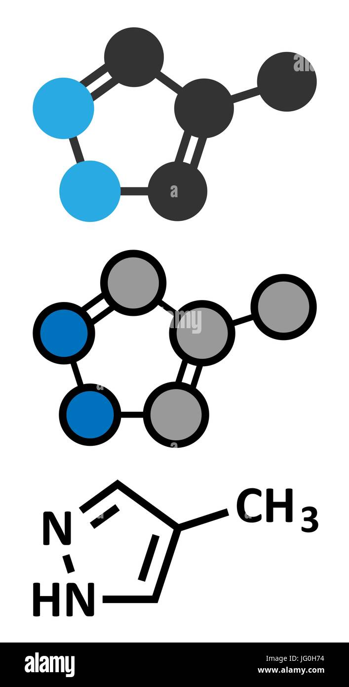 Fomepizole molecule. Antidote used to treat methanol and ethylene ...