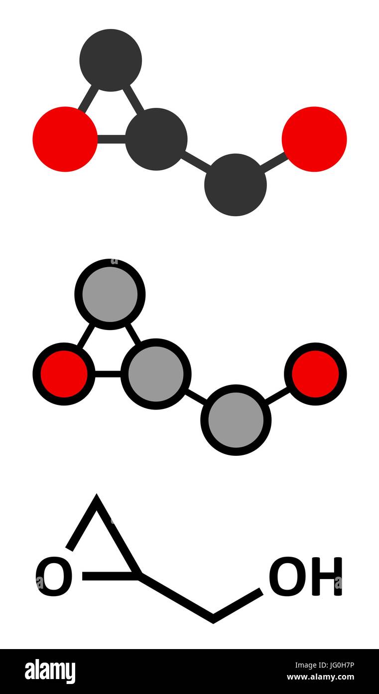 Glycidol molecule. Conventional skeletal formula and stylized ...
