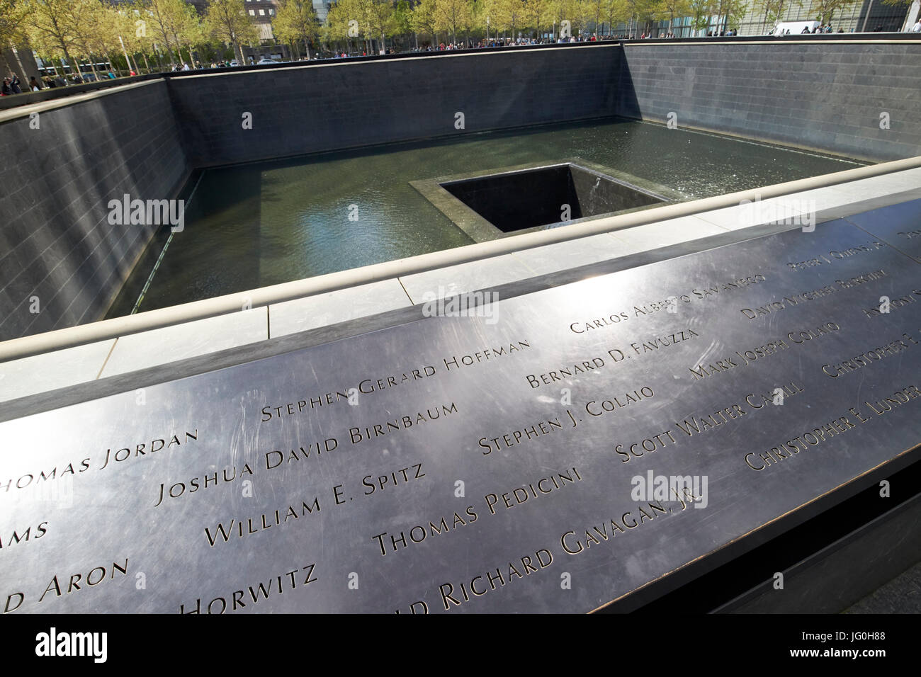 names on the north memorial pool former 1 world trade center footprint ...