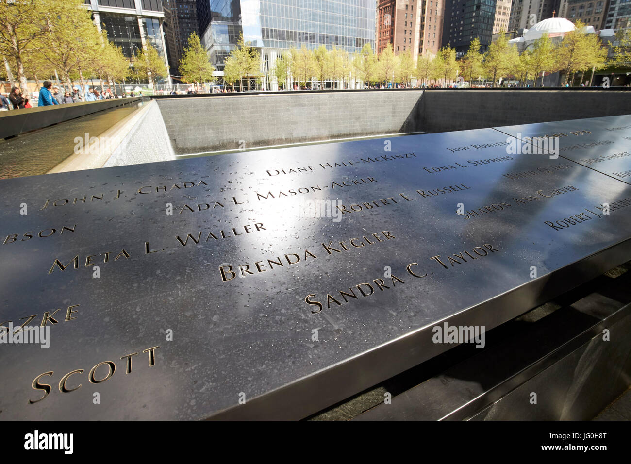 names on the south memorial pool former 2 world trade center footprint ...