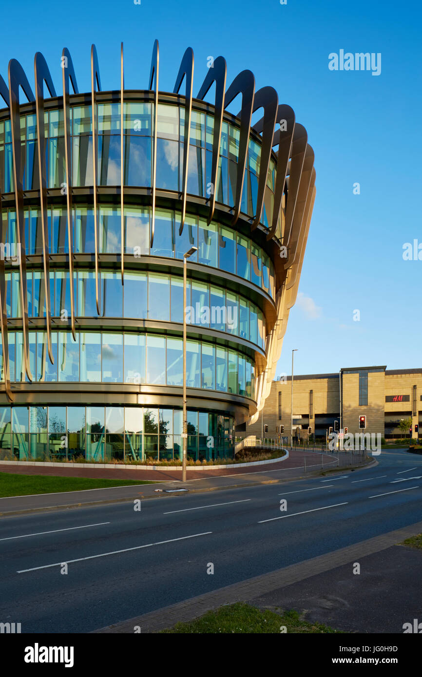The finned and glass facade of the new Oastler Building, Huddersfield ...