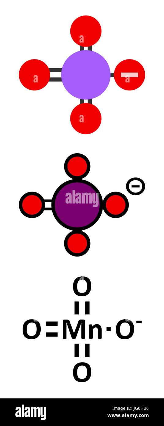 Permanganate anion, chemical structure. Conventional skeletal formula ...