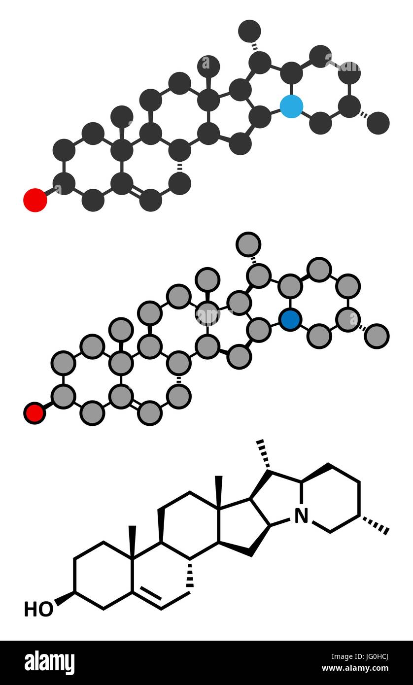 Solanidine potato toxin molecule. Conventional skeletal formula and ...