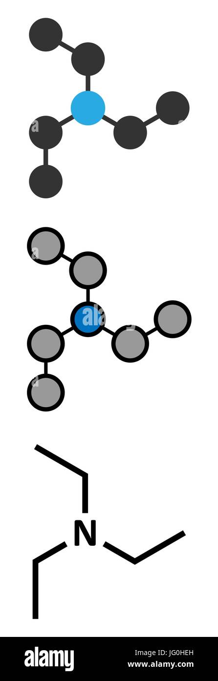 Triethylamine organic base molecule. Conventional skeletal formula and ...