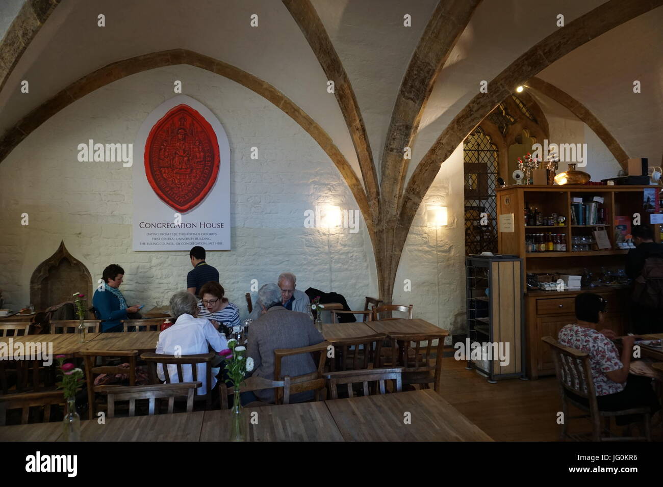 Restaurant in medieval chamber beneath St. Mary's Church Stock Photo ...