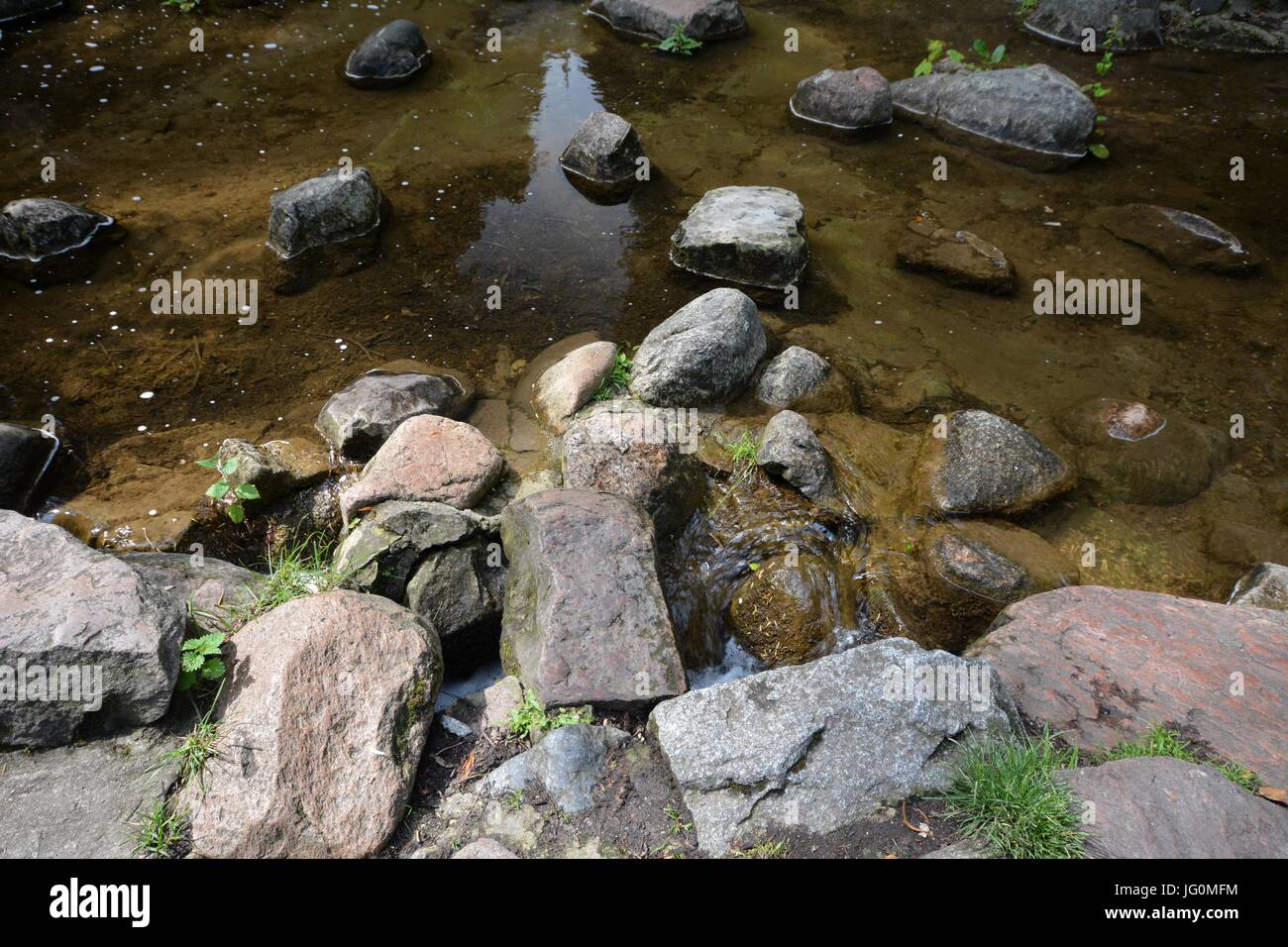 Waterfall in Viktoriapark in Berlin Kreuzberg on June 25, 2015, Germany ...