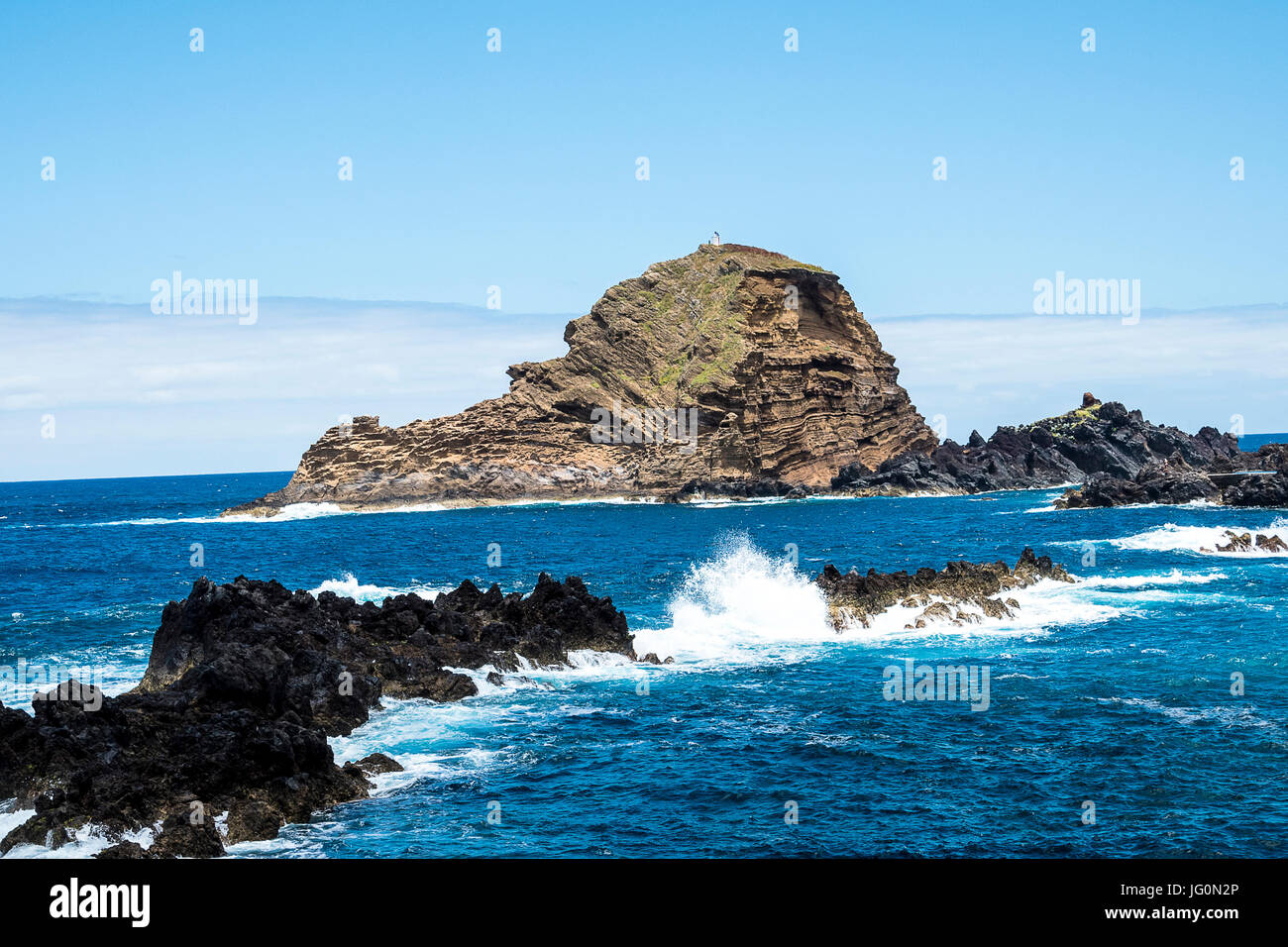 Porto Moniz on the North West Coast where the Mountains in the north of ...